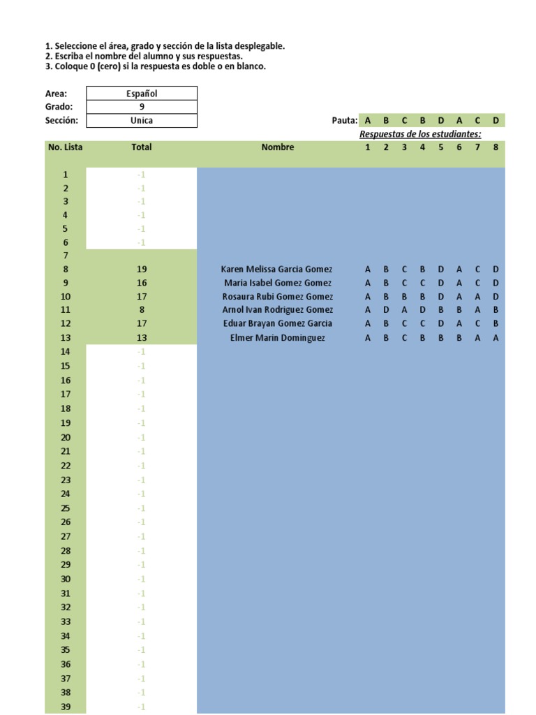 Tabulacion Pruebas Diagnosticas Espanol 7mo | PDF