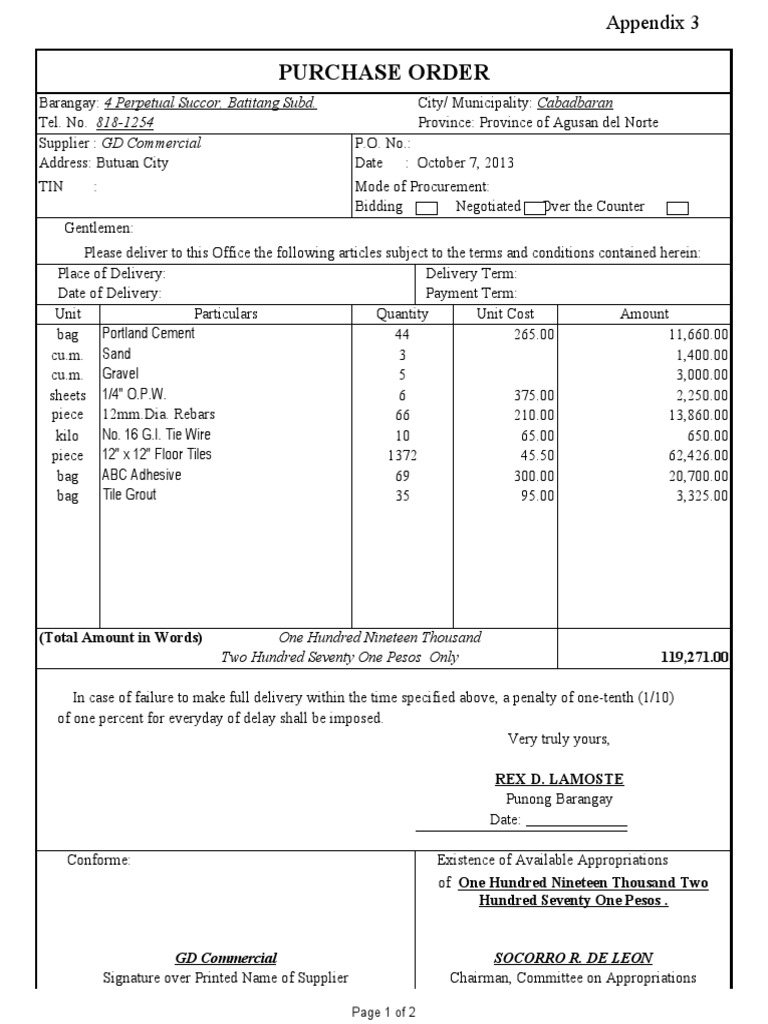 Purchase Order - Flooring | PDF