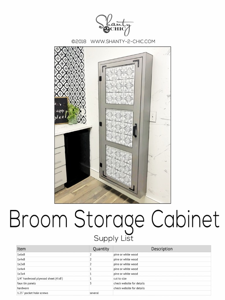 DIY Broom Storage Cabinet Free Plans | PDF