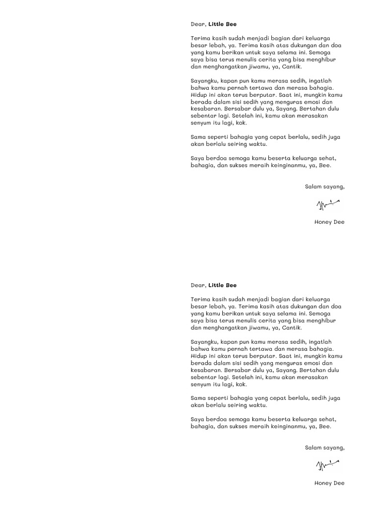 Surat Honey Dee (Bookpaper 20lbr) | PDF