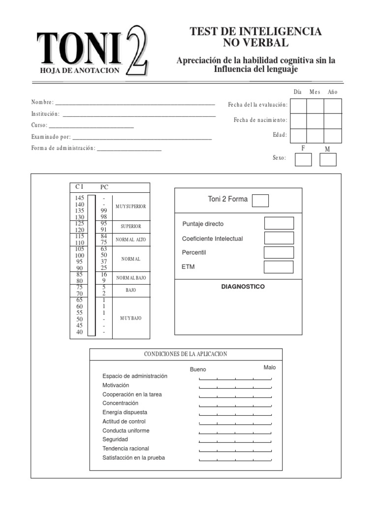 06 TEST TONI 2 - Perfil | PDF | Cociente de inteligencia | Psicología ...