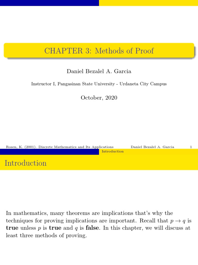 GE007 Chapter3 Methods of Proof 2 | PDF | Mathematical Proof | Theorem