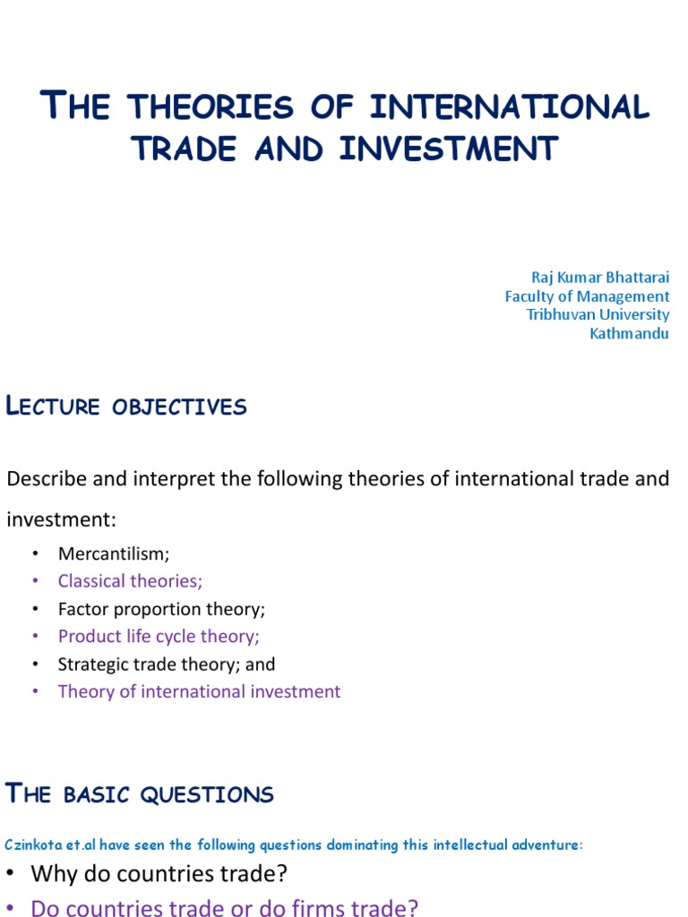 2.3. The Theory of International Trade and Investment | PDF | Foreign ...