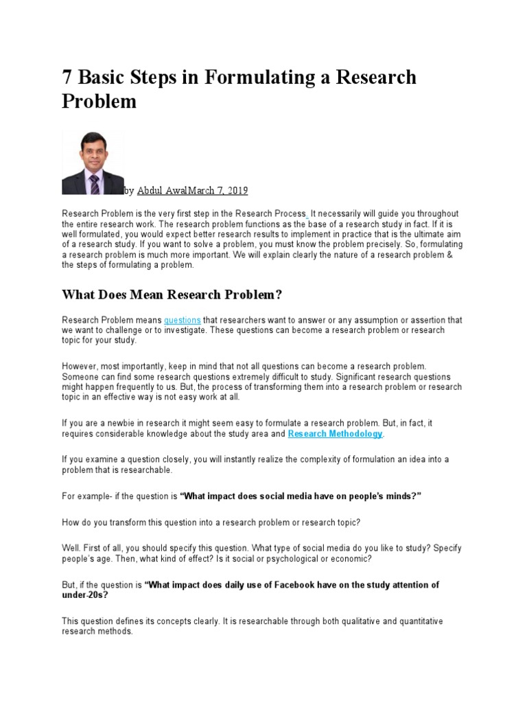 7 Basic Steps in Formulating A Research Problem | PDF | Goal | Methodology