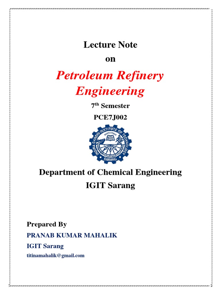 Pre Lecture Note Module 1 7th Sem 1600932959 | Download Free PDF | Petroleum | Oil Refinery