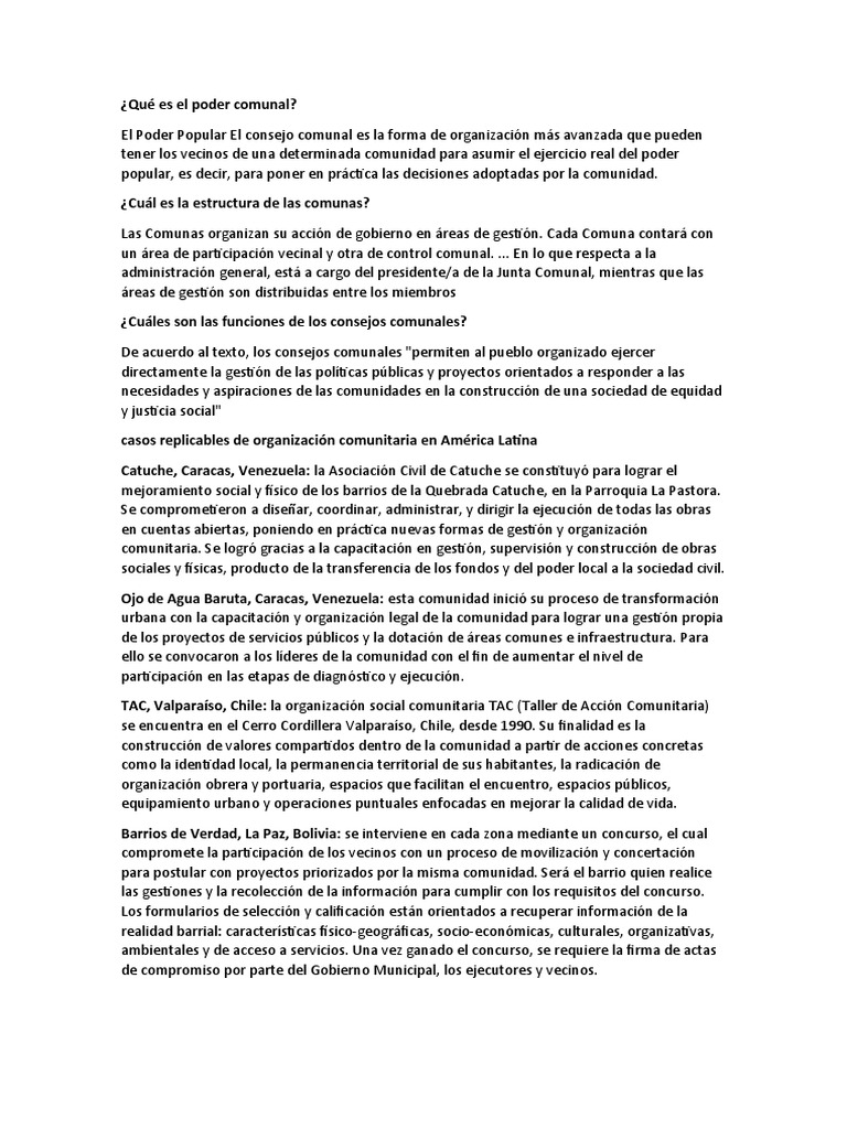 Qué Es El Poder Comunal | PDF | Venezuela