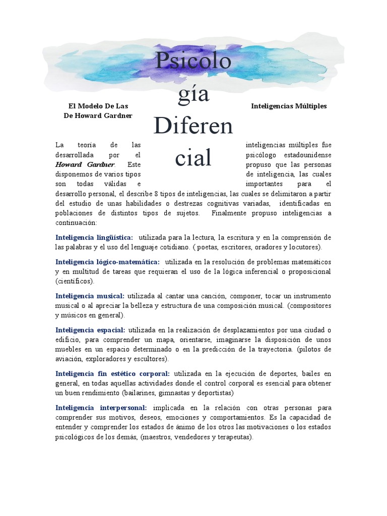 El Modelo de Las Inteligencias Múltiples de Howard Gardner | PDF ...