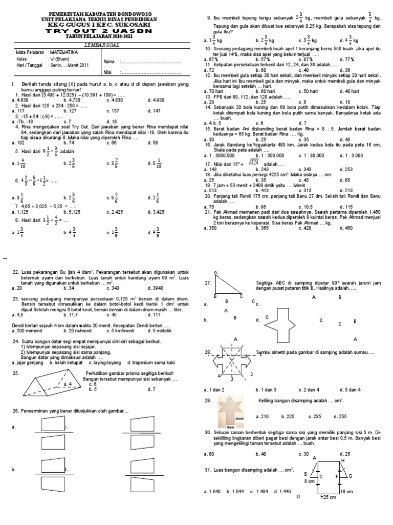 Try Out Matematika SD 2010-2011 | PDF