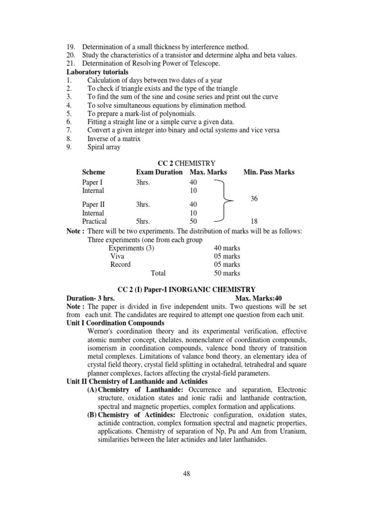 BSC Bed 2 Year Chemistry Syllabus | PDF | Entropy | Alkene