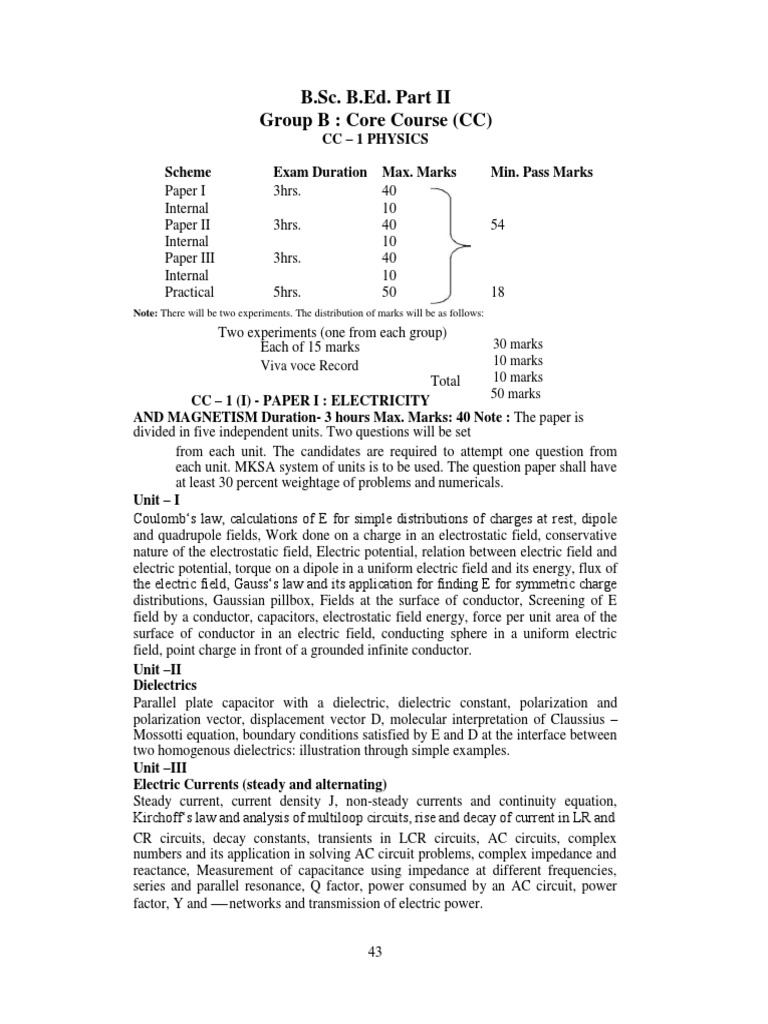 BSC Bed Physics 2 Year | PDF | Diffraction | Magnetic Field