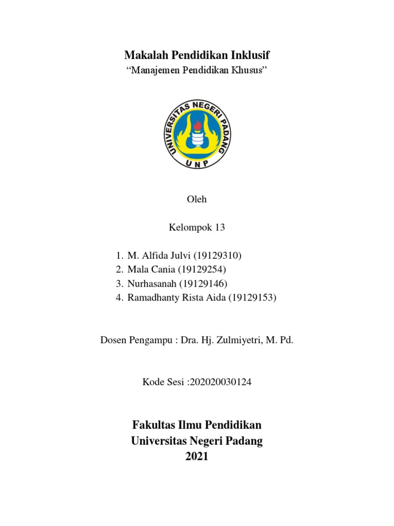 Makalah Pend. Iklusif KLP 13 | PDF
