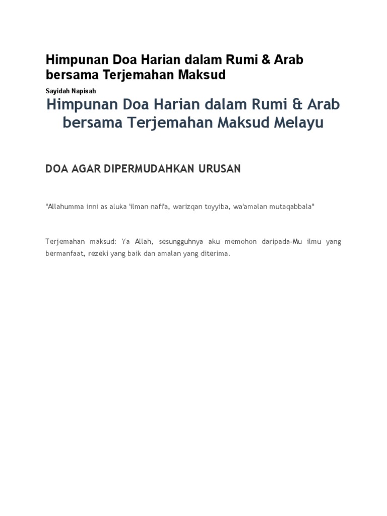 Himpunan Doa Harian Rumi & Arab | PDF | Agama & Spiritualitas
