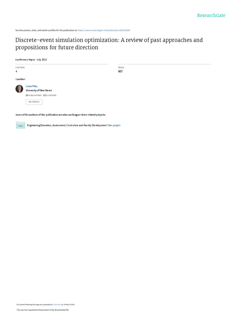 Discrete Event Simulation Optimization | PDF | Mathematical ...