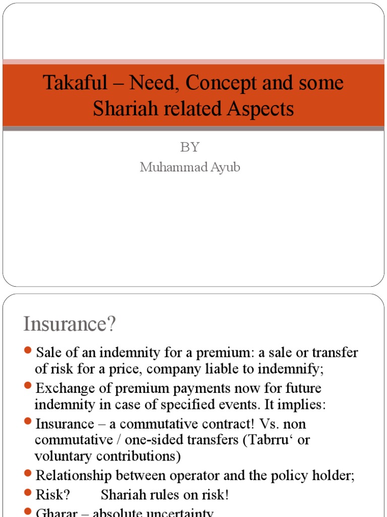 3 Takaful Bases Concept Need and Shariah Related Aspects | PDF ...