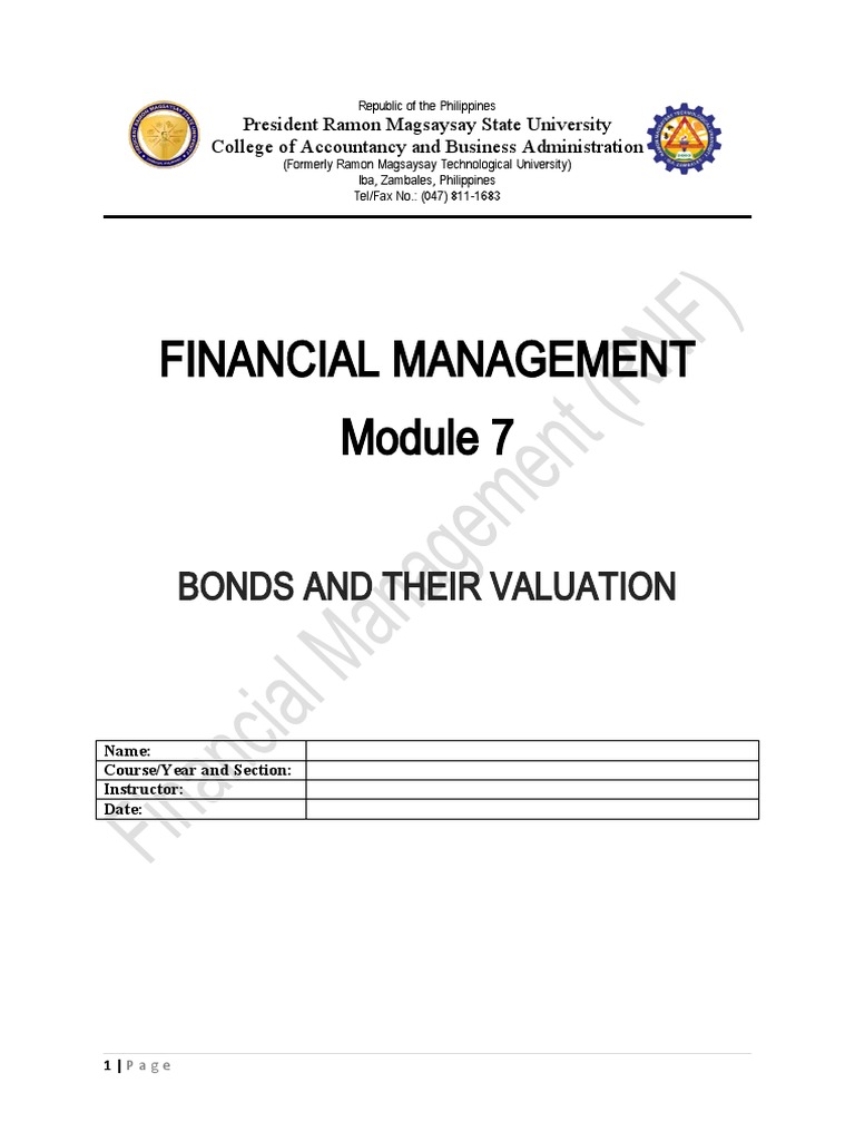 Module7-Bonds and Their Valuation | PDF | Bonds (Finance) | Interest