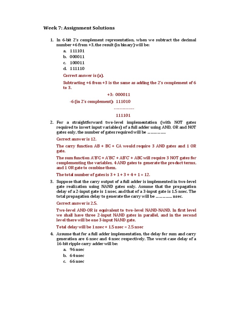 Week 7 Assignment Solutions Summary | PDF | Teaching Mathematics ...