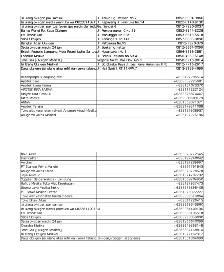 DATA ALKES - OKSIGEN BANDAR LAMPUNG Sheet1 | PDF