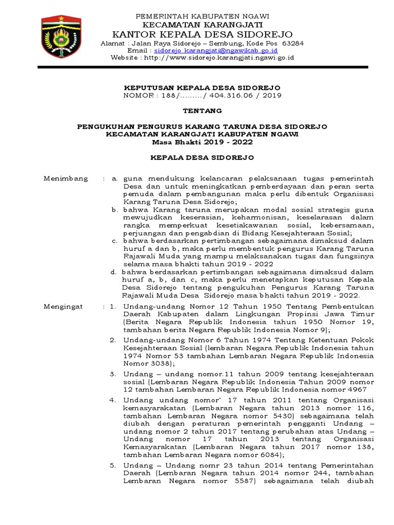 SK KARANG TARUNA Desa | PDF