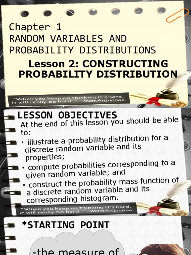Random Variables and Probability Distributions: Lesson 2: Constructing ...