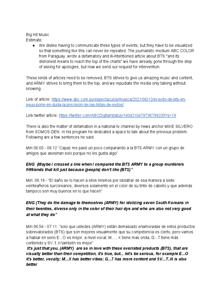 BTS - BH Report | PDF