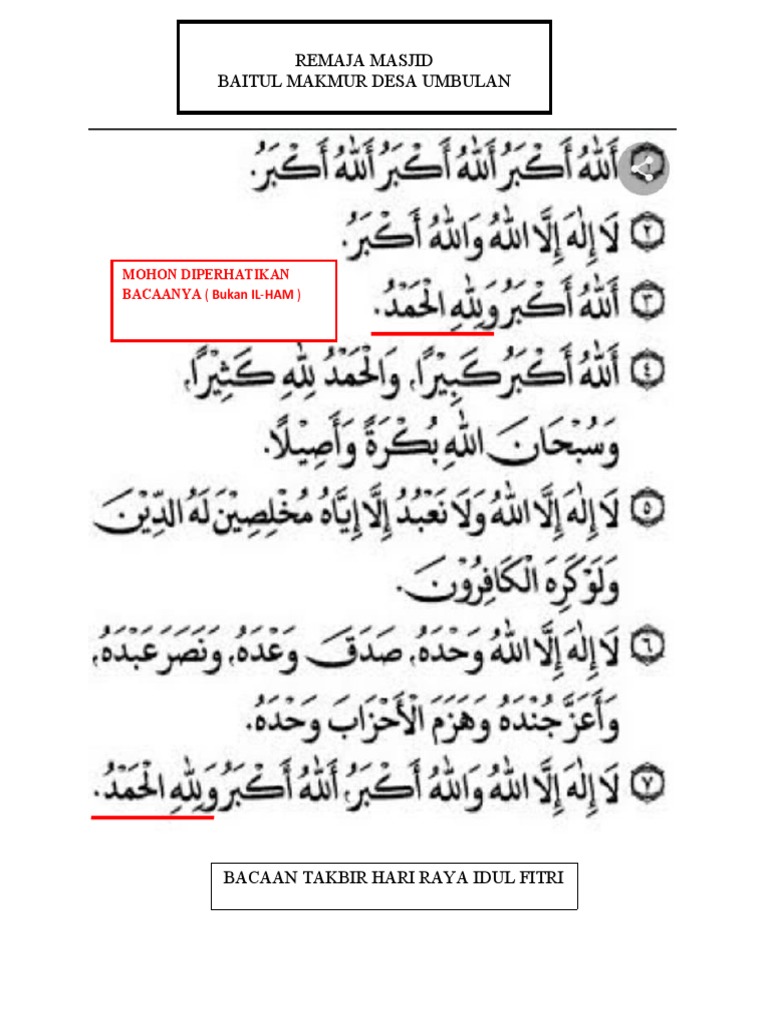 Bacaan Takbir Pdf
