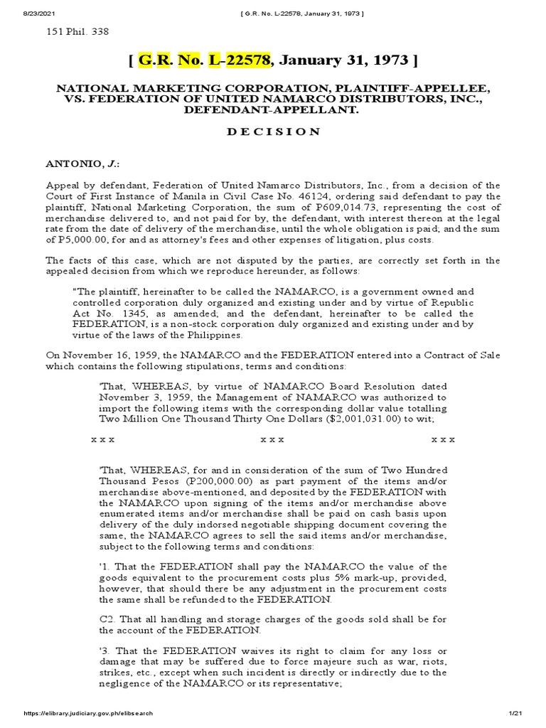 NAMARCO vs. Namarco Distributors Case Summary | PDF | Lawsuit | Complaint