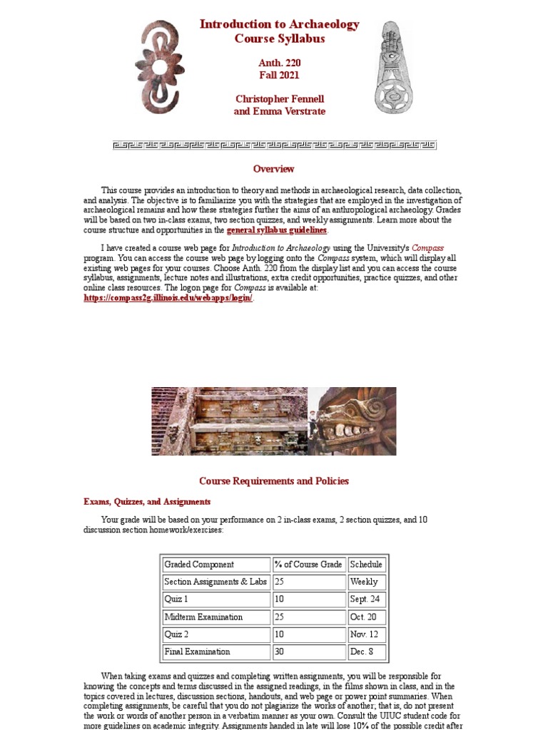 Introduction To Archaeology Course Syllabus: Anth. 220 Fall 2021 ...