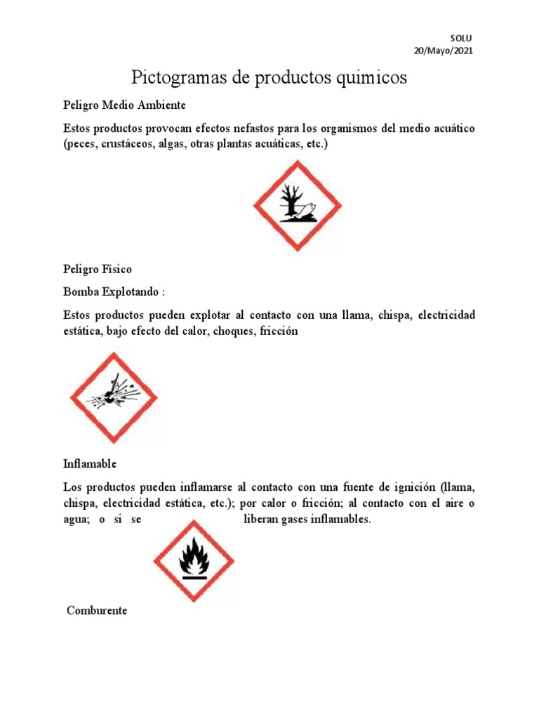 Pictogramas de productos quimicos y su significado | PDF | Agua ...