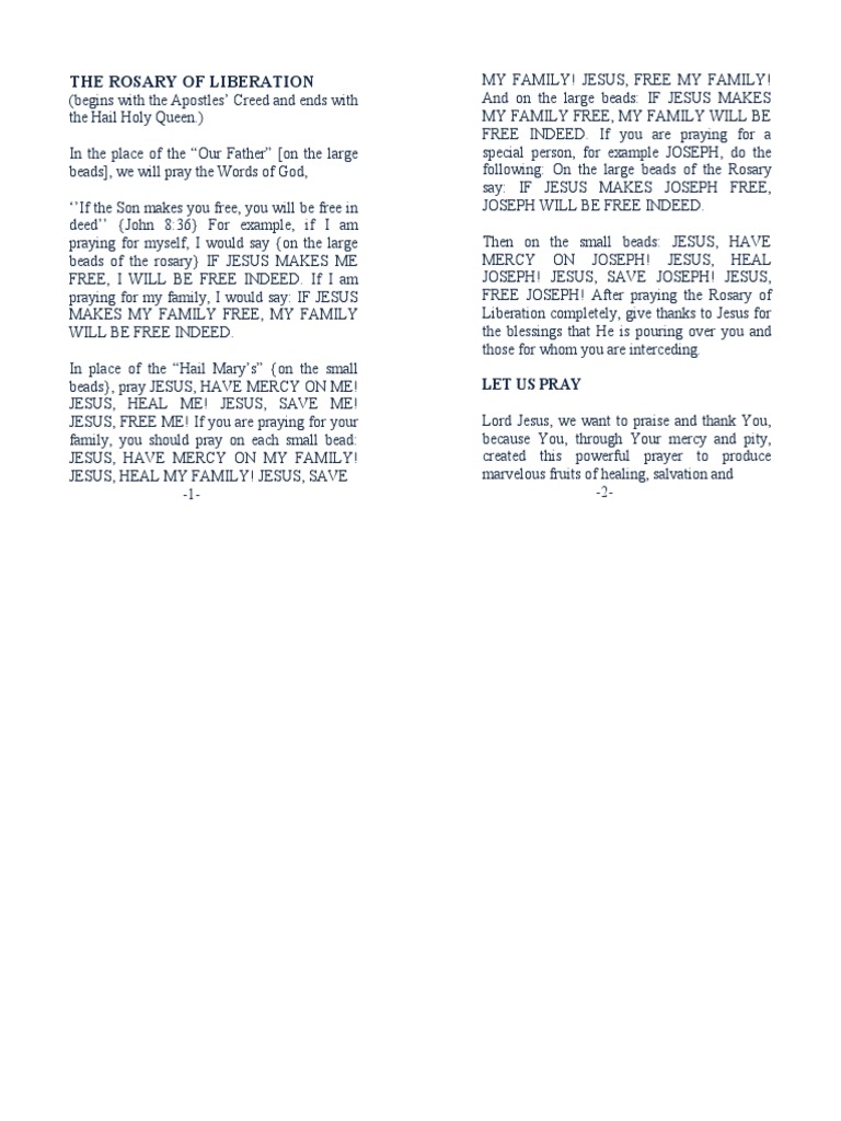 The Rosary Of Liberation Pdf Rosary Jesus