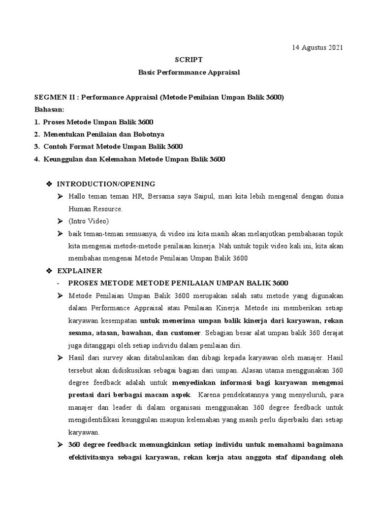 (14-08-21) Segmen 3 - Metode Umpan Balik 360-Derajat | PDF