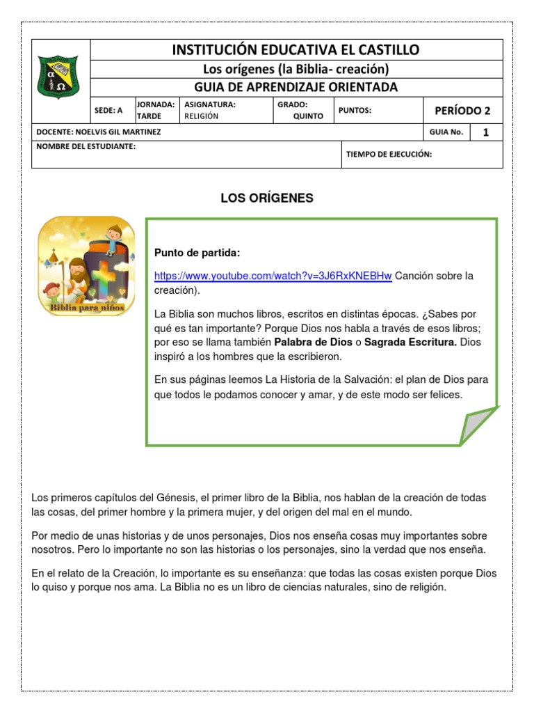 Origenes (La Biblia-Creación) | PDF | Biblia | Dios