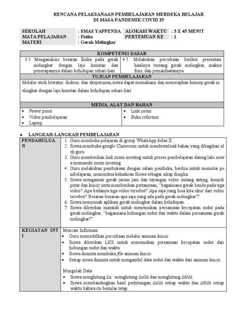 RPP Merdeka Belajar 3.5 | PDF