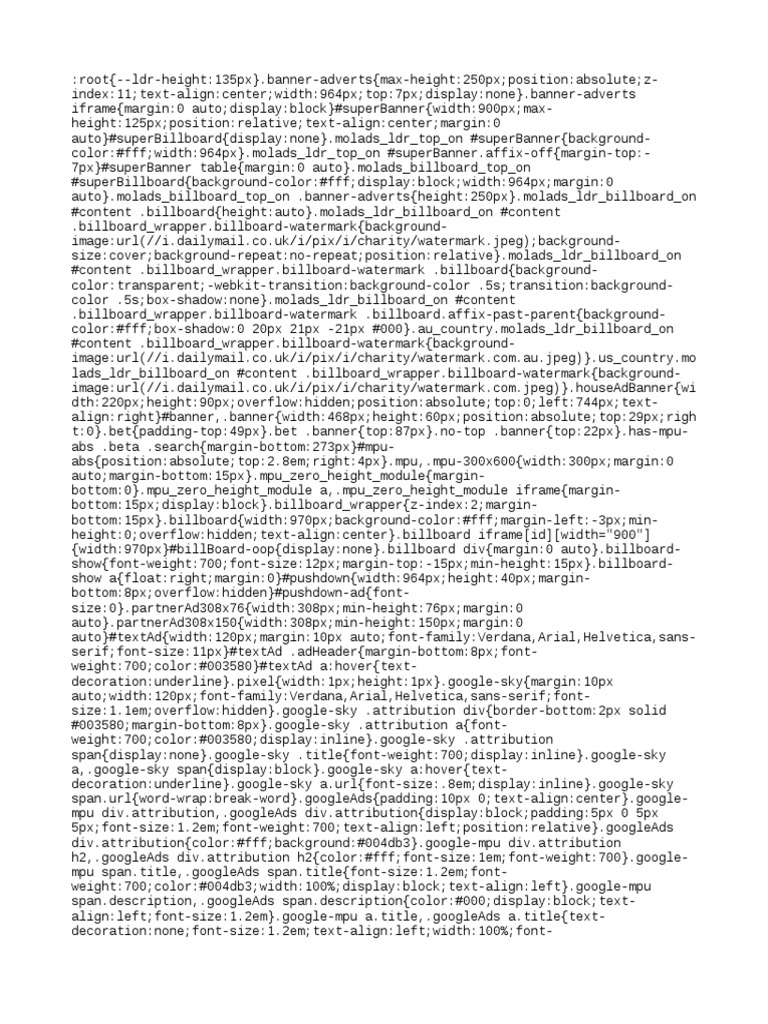 CSS for Banner and Ad Layouts | PDF | Typefaces | Arial