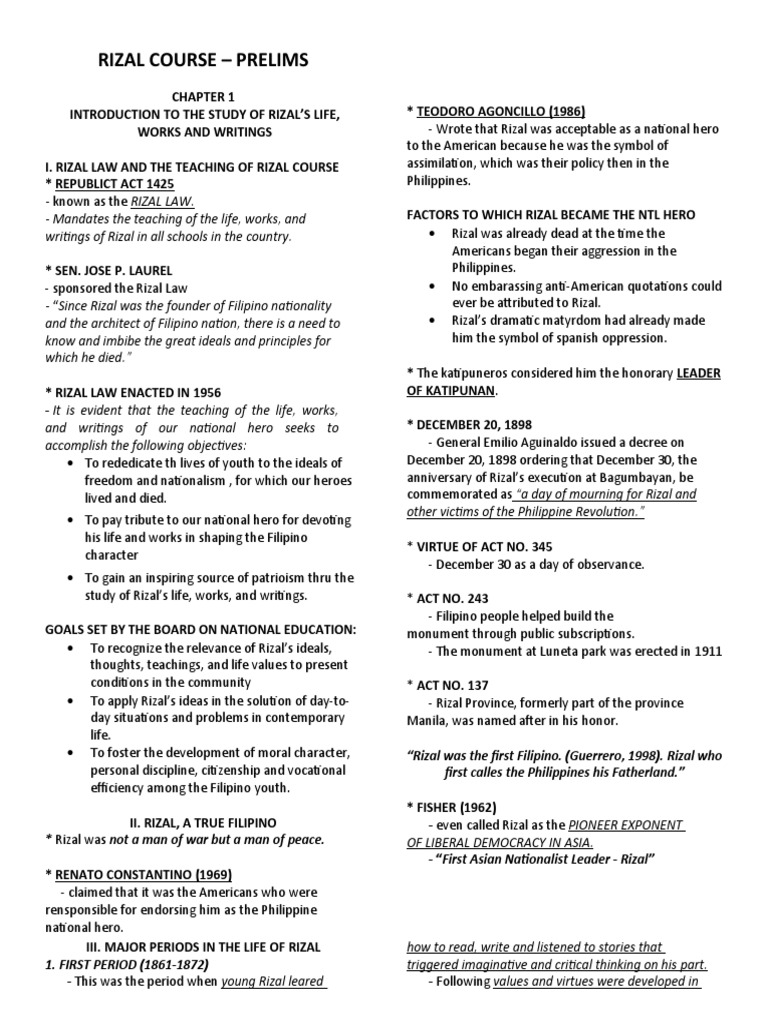 Rizal Course - Prelims | PDF | Nationalism | Science