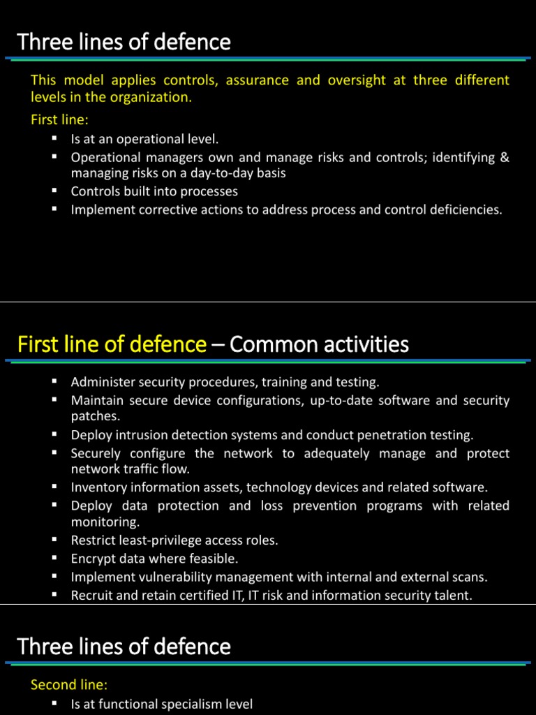 3 Lines of Defence - IT Audit | PDF | Security | Computer Security
