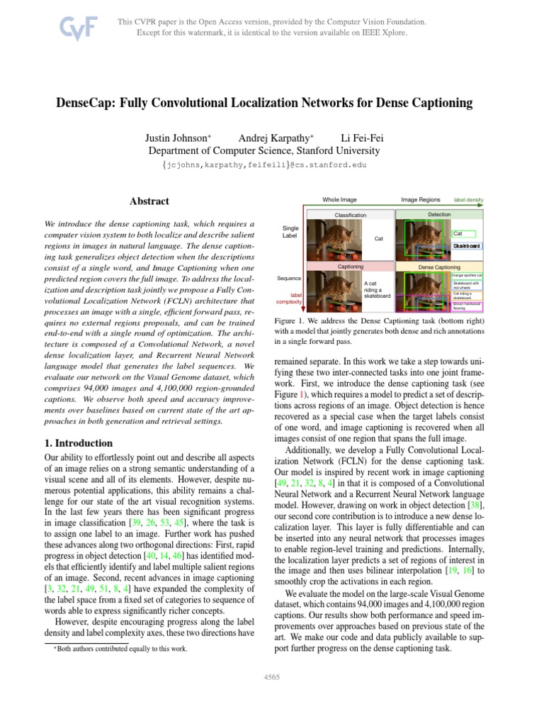 DenseCap - Fully Convolutional Localization Networks For Dense Captioning | PDF | Artificial ...
