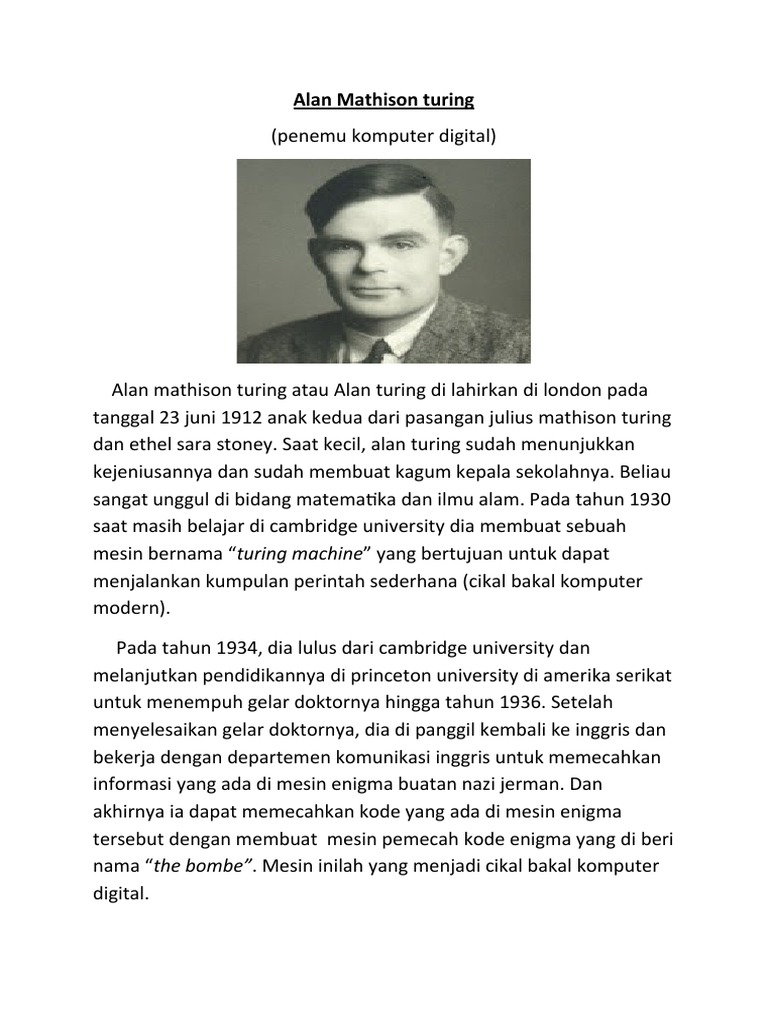 Alan Mathison Turing | PDF | Perjalanan