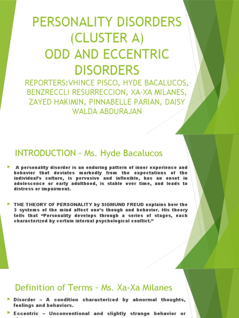 Personality Disorders Cluster A Presentation | PDF | Personality ...