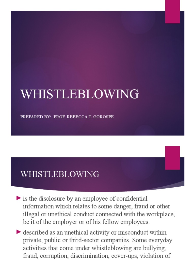 Whistleblowing: Ethics and Impact | PDF | Whistleblower | Justice