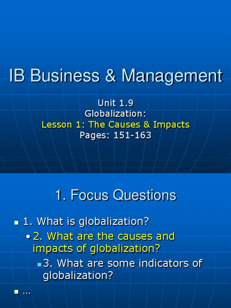 IB Business & Management: Lesson 1: The Causes & Impacts | PDF ...