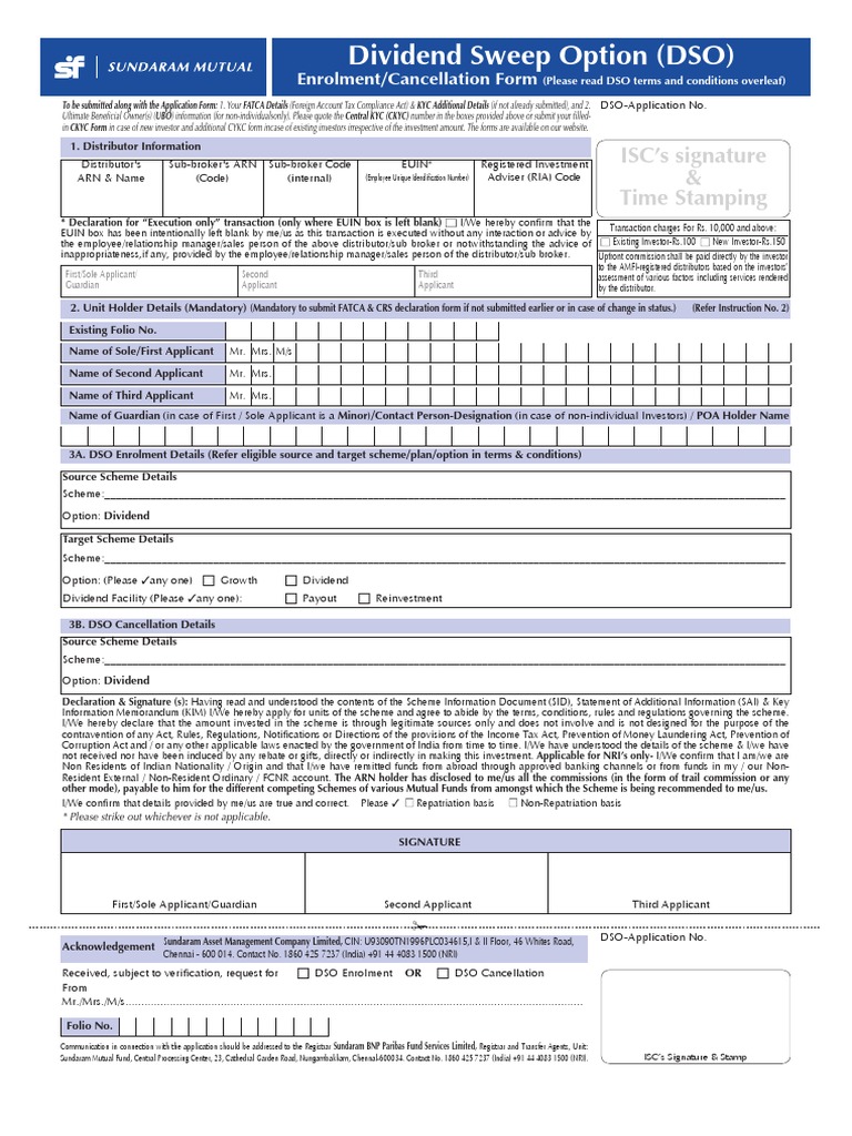 Dividend Sweep Option (DSO) : ISC's Signature & Time Stamping | PDF ...