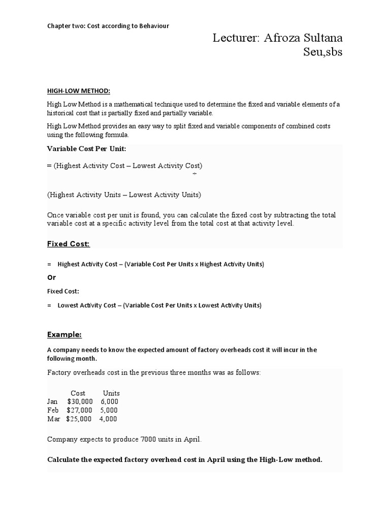 High Low Method EDITED | PDF | Formula | Mathematics