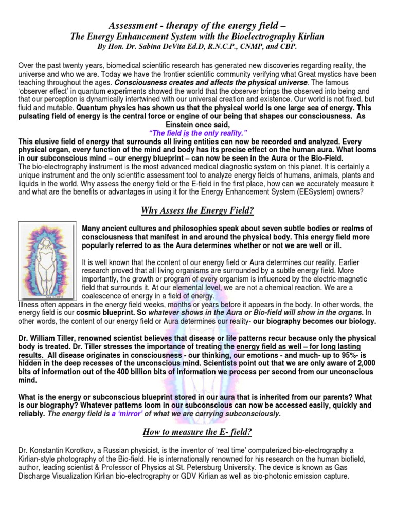Assessment - The EESystem With The Bioelectrography Kirlian - GDV and ...