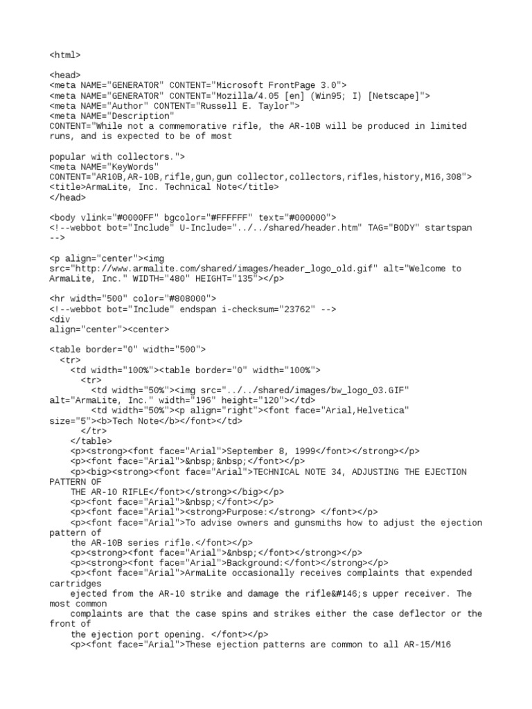 Adjusting The Ejection Pattern of The AR-10 Rifle - Tnote34 | PDF ...