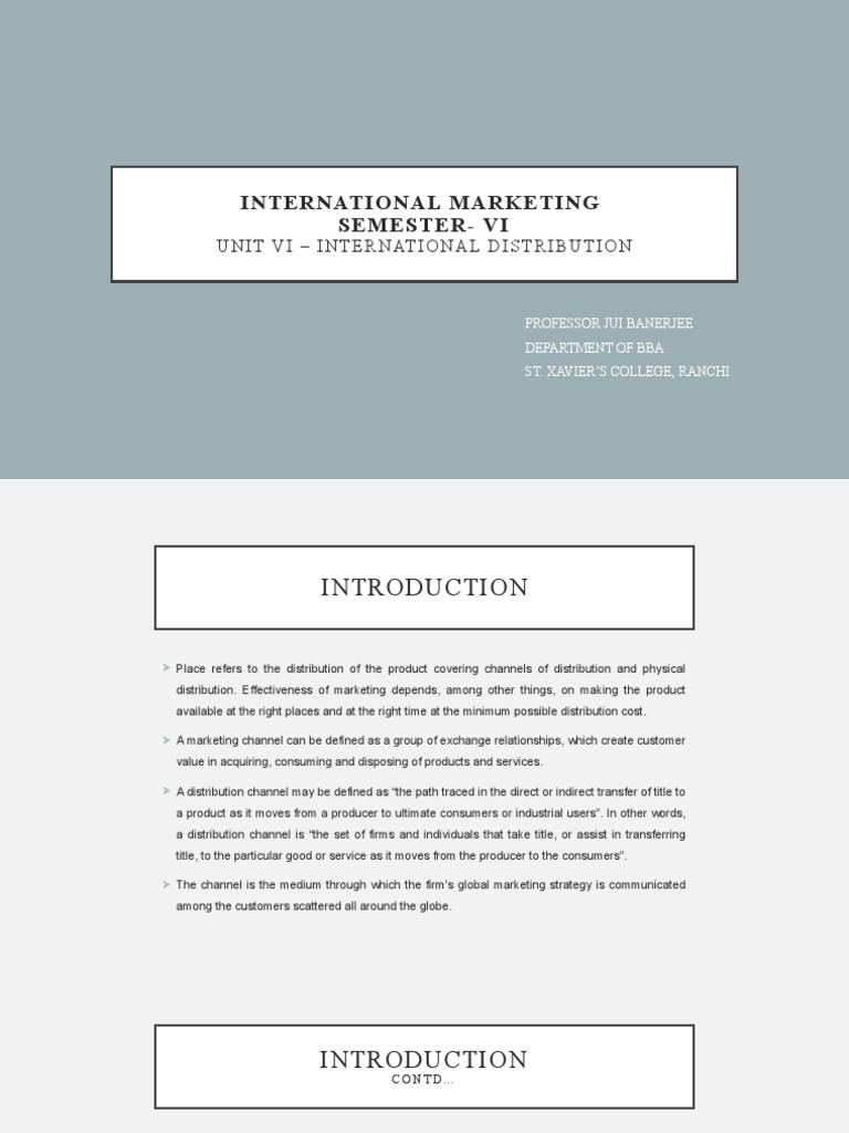 International Distribution | PDF | Logistics | Exports