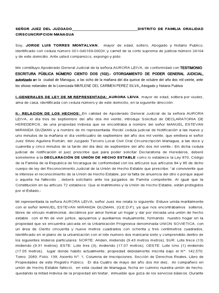Solicitud de Declaración de Unión de Hecho | PDF | Asociación doméstica ...