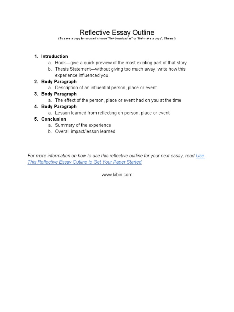 Reflective Essay Outline | PDF