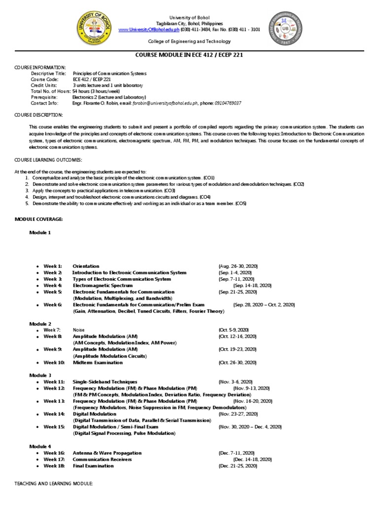 Ece 412 Module Pdf Frequency Modulation Modulation