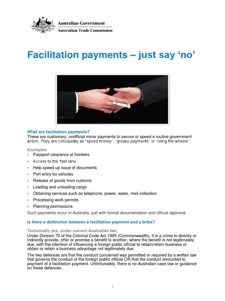 Facilitation Payments - Just Say No' | PDF | Bribery | Taxes