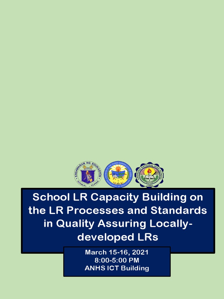 School LR Capacity Building On The LR Processes and Standards in ...
